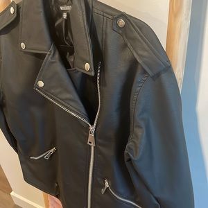 Missguided | Jackets & Coats | Missguided Black Leather Biker Jacket ...